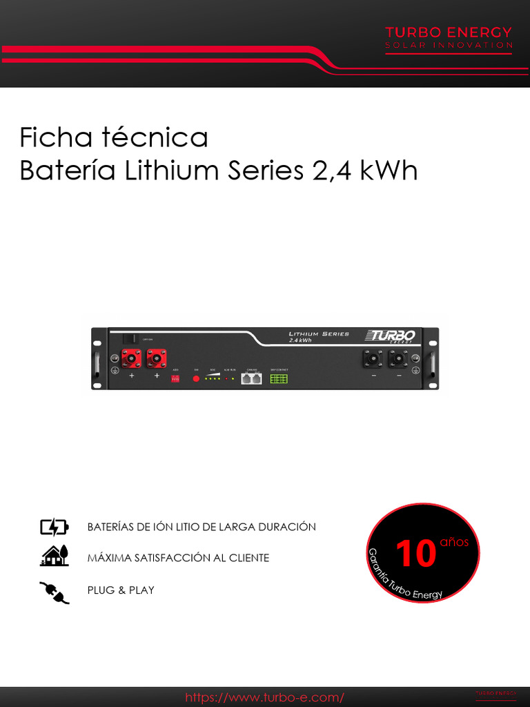 Ficha Tecnica Lithium Series 2 4 KWH V 2 | PDF | Batería de iones de ...