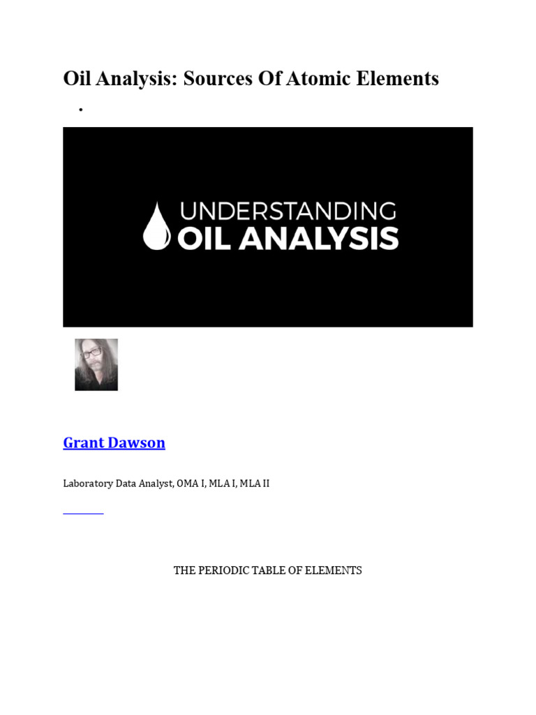 Oil Analysis: Element Sources Explained | PDF | Alloy | Metals