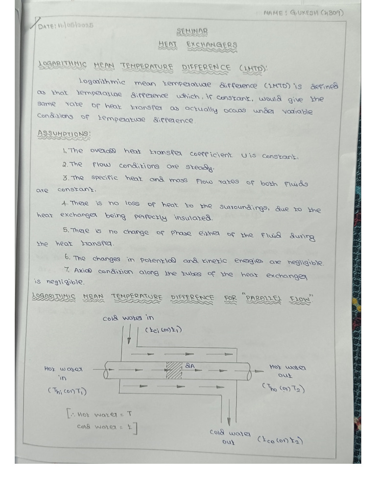 LMTD Derivation For Parallel and Counter Flow | PDF