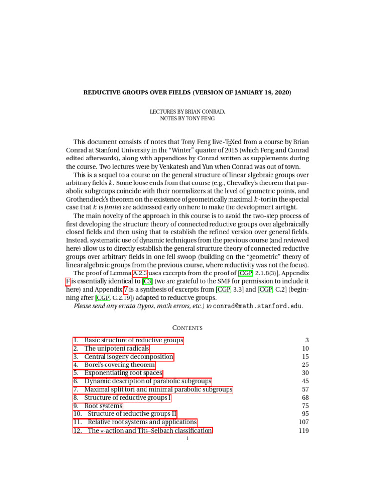 Conrad Reductive Groups | PDF | Group (Mathematics) | Mathematical Concepts