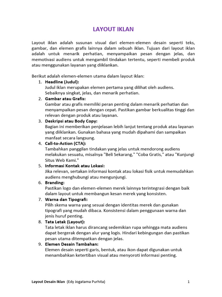 Modul Layout Desain Iklan | PDF