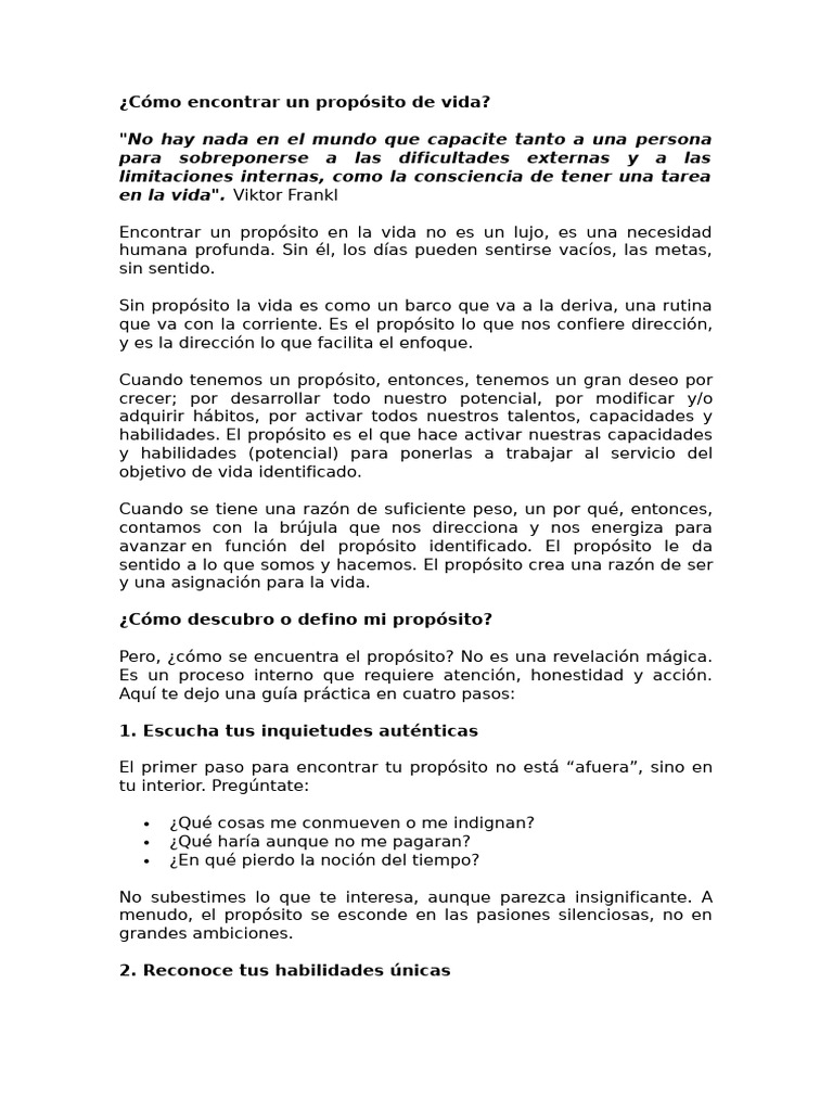 Cómo descubrir tu propósito de vida | PDF