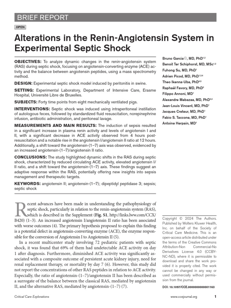Alterations in The Renin Angiotensin System In.9 | PDF | Sepsis ...