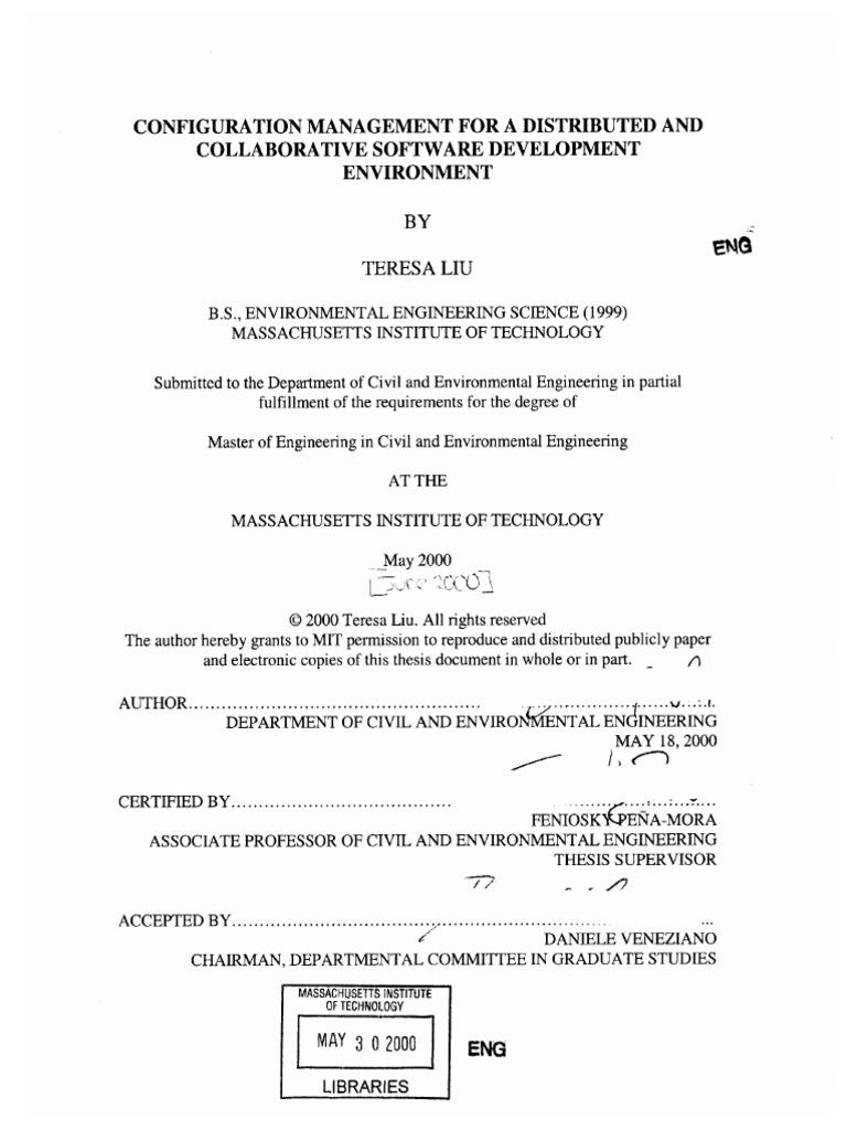 Configuration Management For A Distributed and Collaborative Software Development Environment BY ...