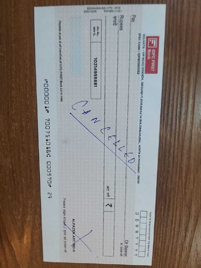 IDFC Cancelled Bank Cheque | PDF