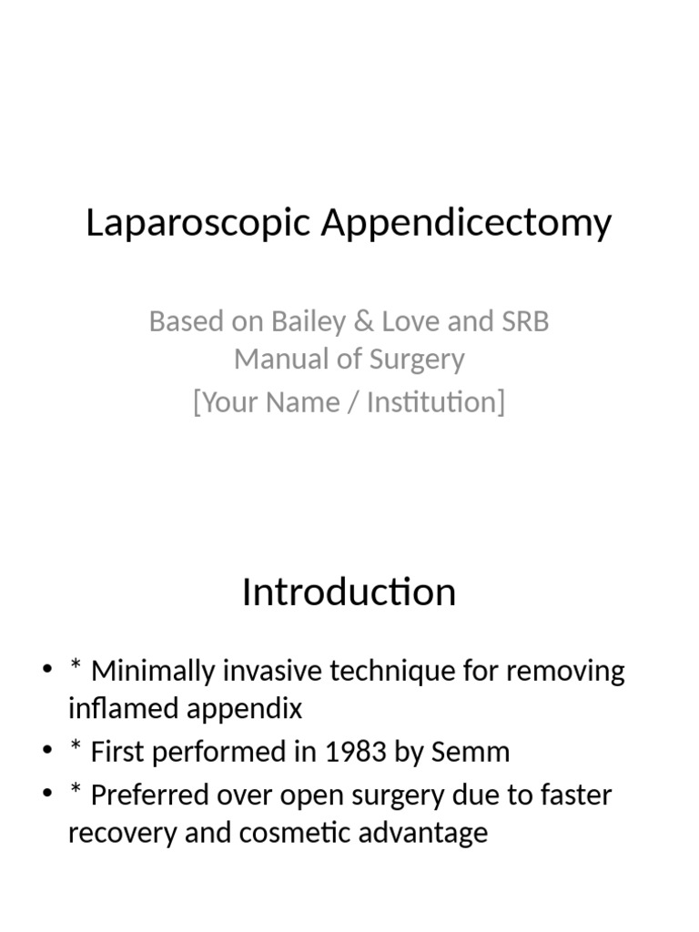 Laparoscopic Appendicectomy Final | PDF | Clinical Medicine | Medical ...