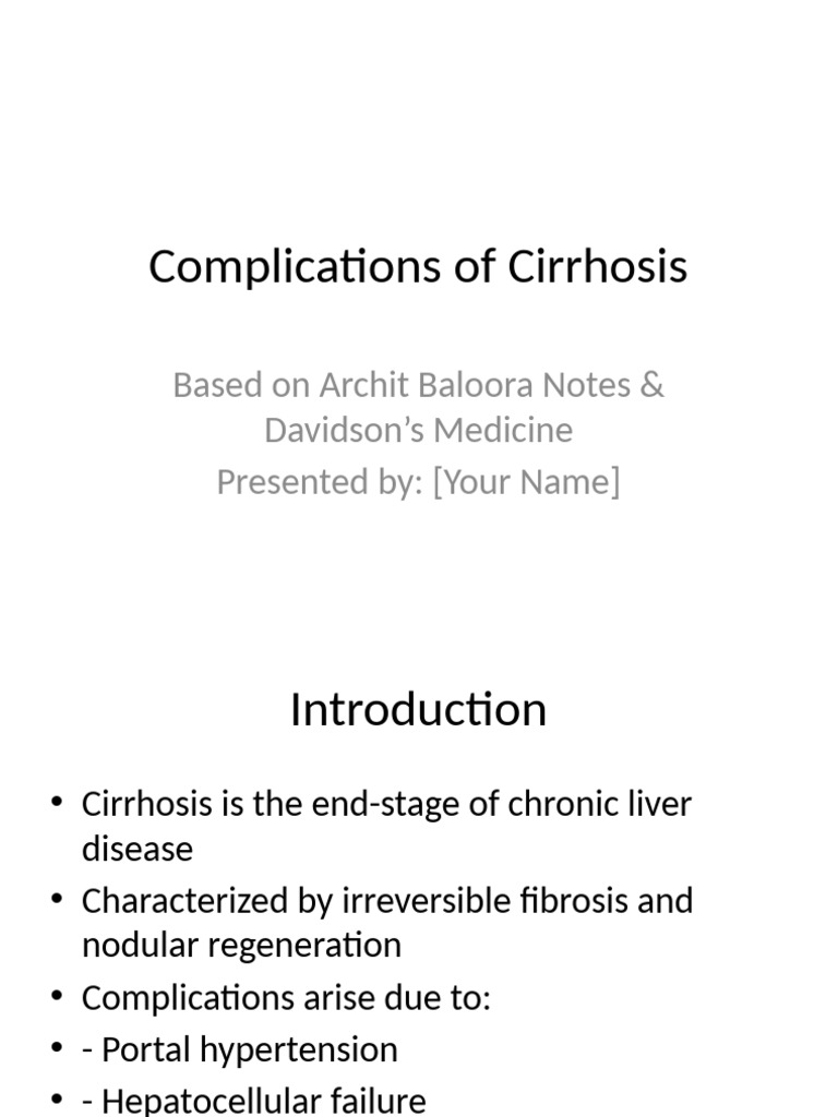 Complications of Cirrhosis | PDF