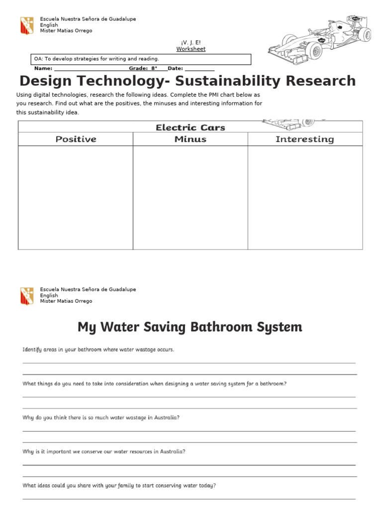 Sustainability Research Worksheet for 8th Grade | PDF