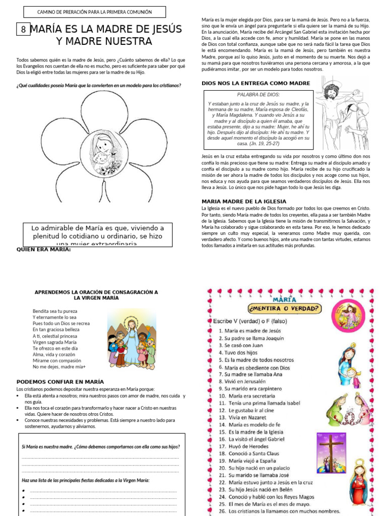 Tema 8 - MARIA ES LA MADRE DE JESUS Y MADRE NUESTRA | PDF | María ...