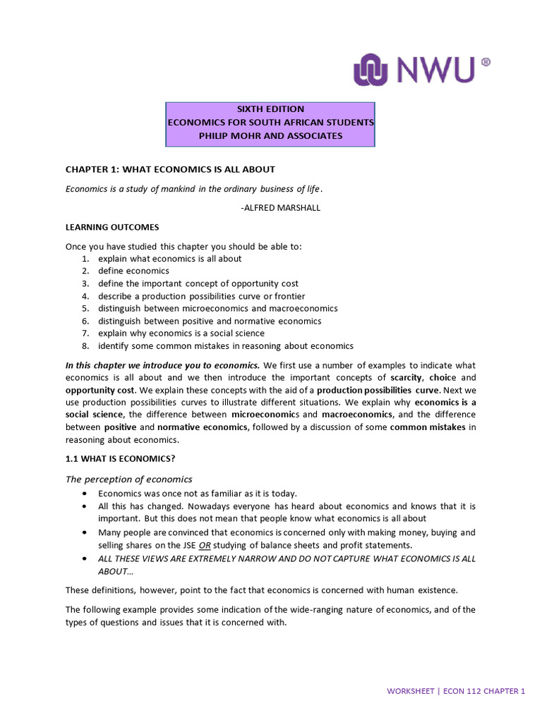 ECON 112 Worksheet CH 1 | PDF | Economics | Microeconomics