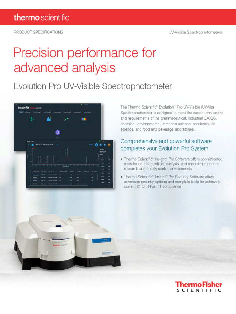 Evolution Pro Spectrophotometer | PDF | Spectrophotometry | Atomic