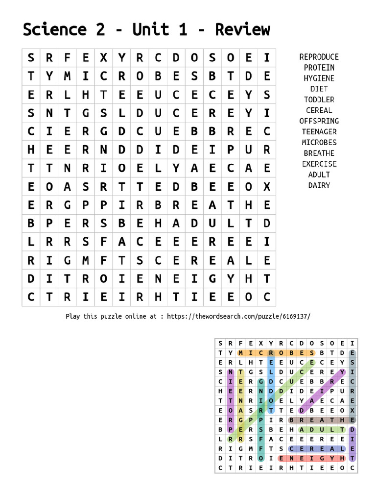 Thewordsearch Com Science 2 Unit 1 Review 6169137 | PDF