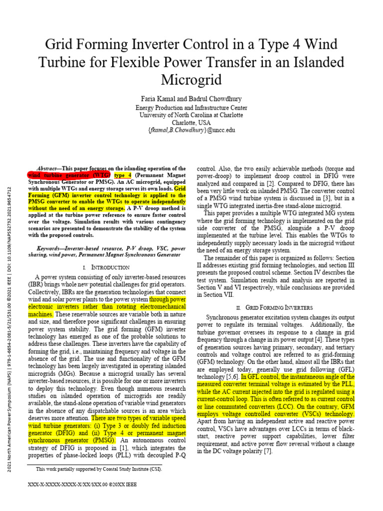 Grid Forming Inverter Control in A Type 4 Wind Turbine For Flexible ...