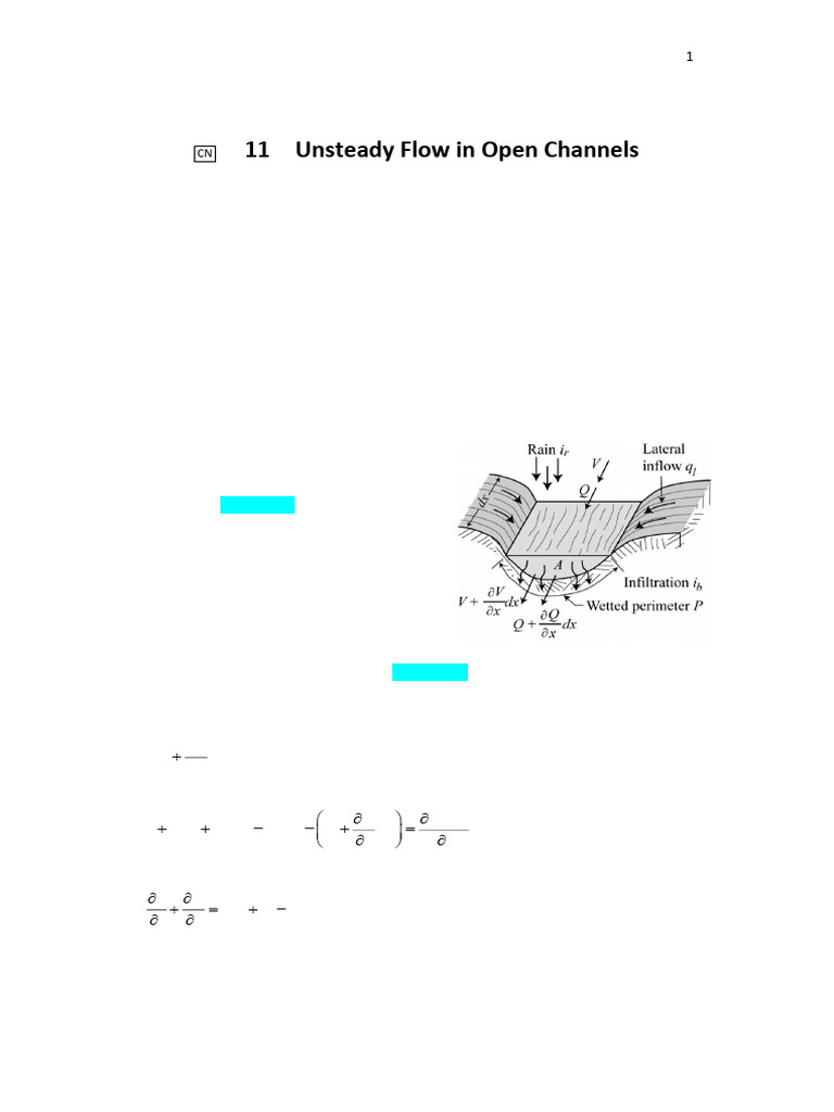 Chapter 11 Unsteady Flow in Open Channels | PDF | Waves | Discharge (Hydrology)