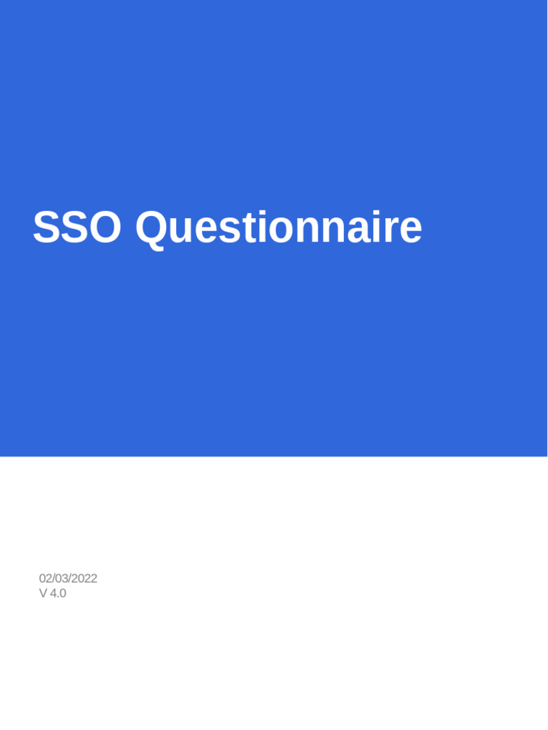 SSO Questionaire | PDF