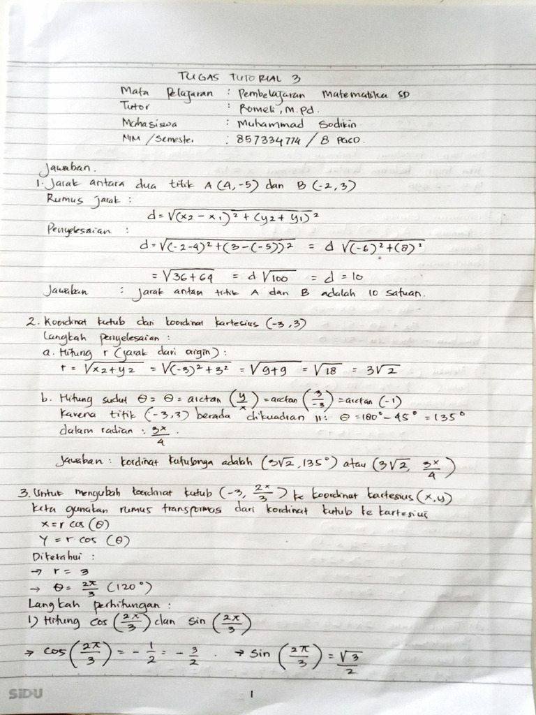 TTM 3 - Pembelajran Matematika SD - Muhammad Sodikin - 857334774 | PDF