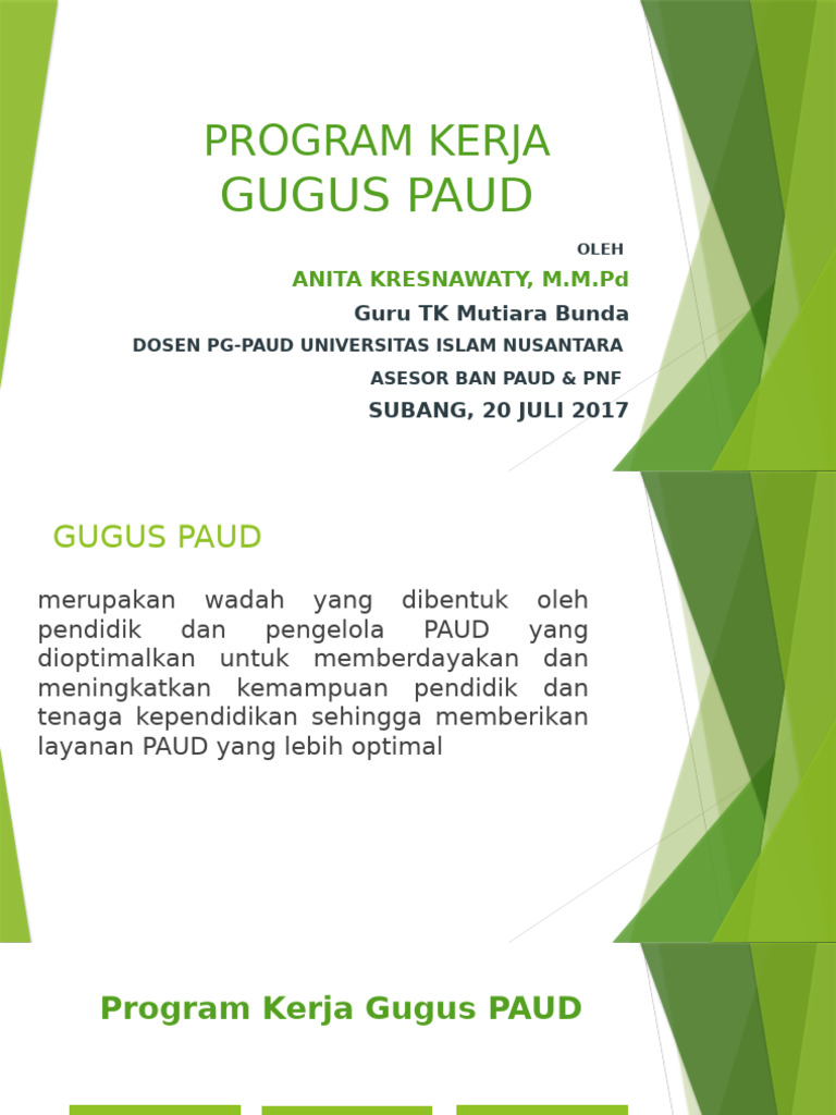 Program Kerja Gugus Paud Subang 20 Juli 2017 | PDF