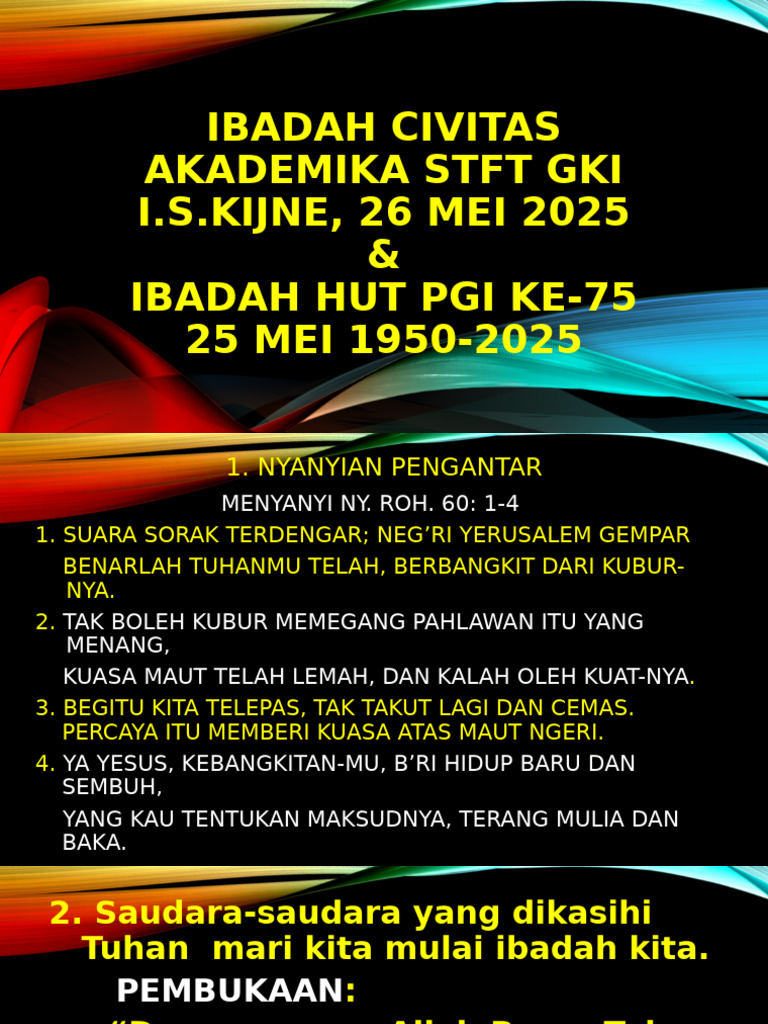 Ibadah Hut Pgi Ke 75 [Autosaved] | PDF