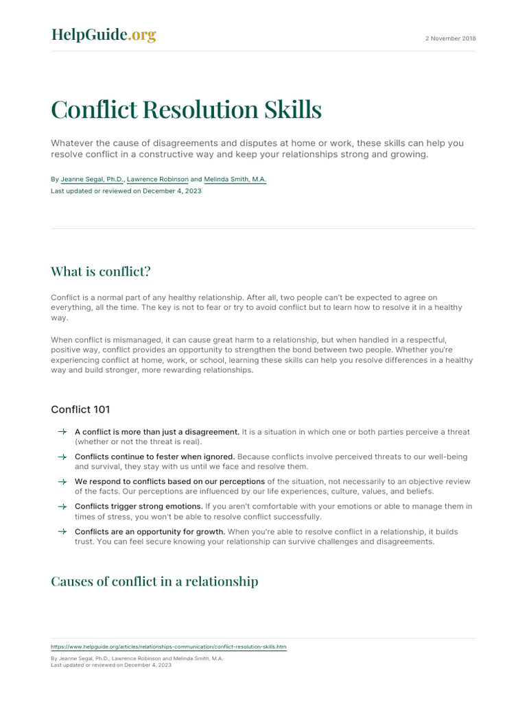 Conflict Resolution Skills | PDF | Body Language | Nonverbal Communication