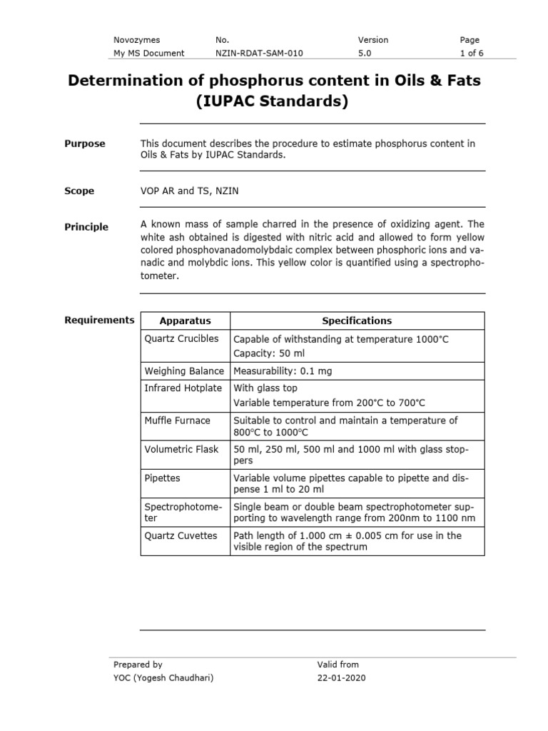 P Content by IUPAC Method | PDF | Nitric Acid | Magnesium