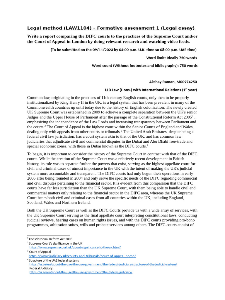 Formative Assessment - Legal Method (LAW1104) | PDF | Supreme Courts ...