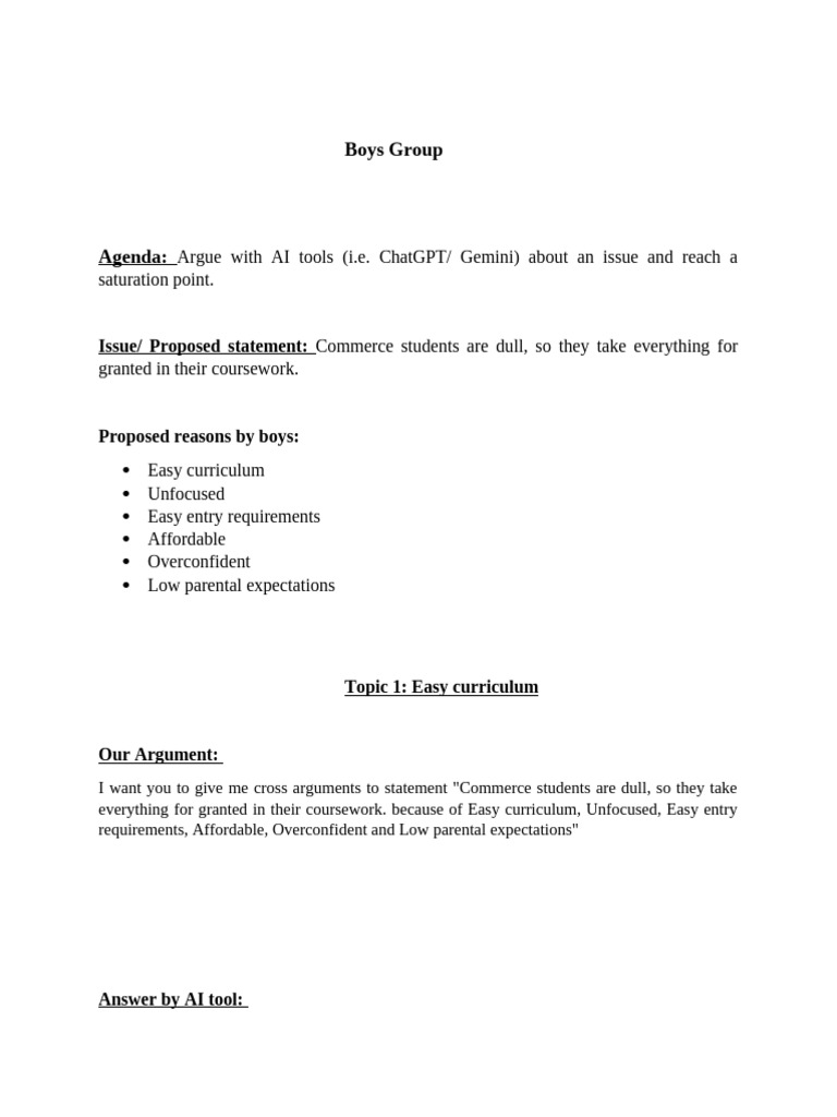 Boys Class Group Activity | PDF | Curriculum | Standardized Tests