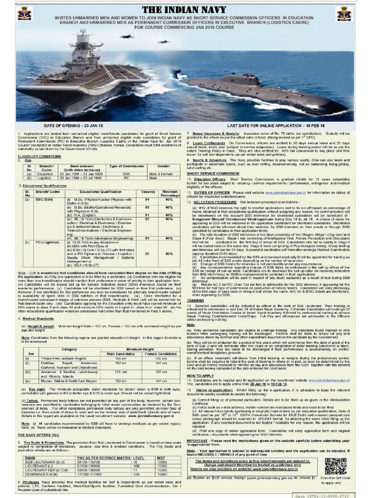 Indian Navy Joining Details 2018 Apply Online@Govnokri - in | PDF