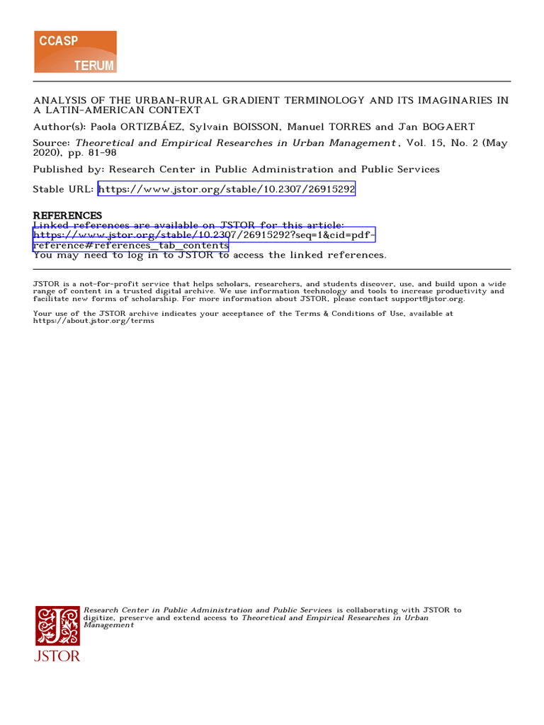 Analysis of The Urban-Rural Gradient Terminology and Its Imaginaries ...