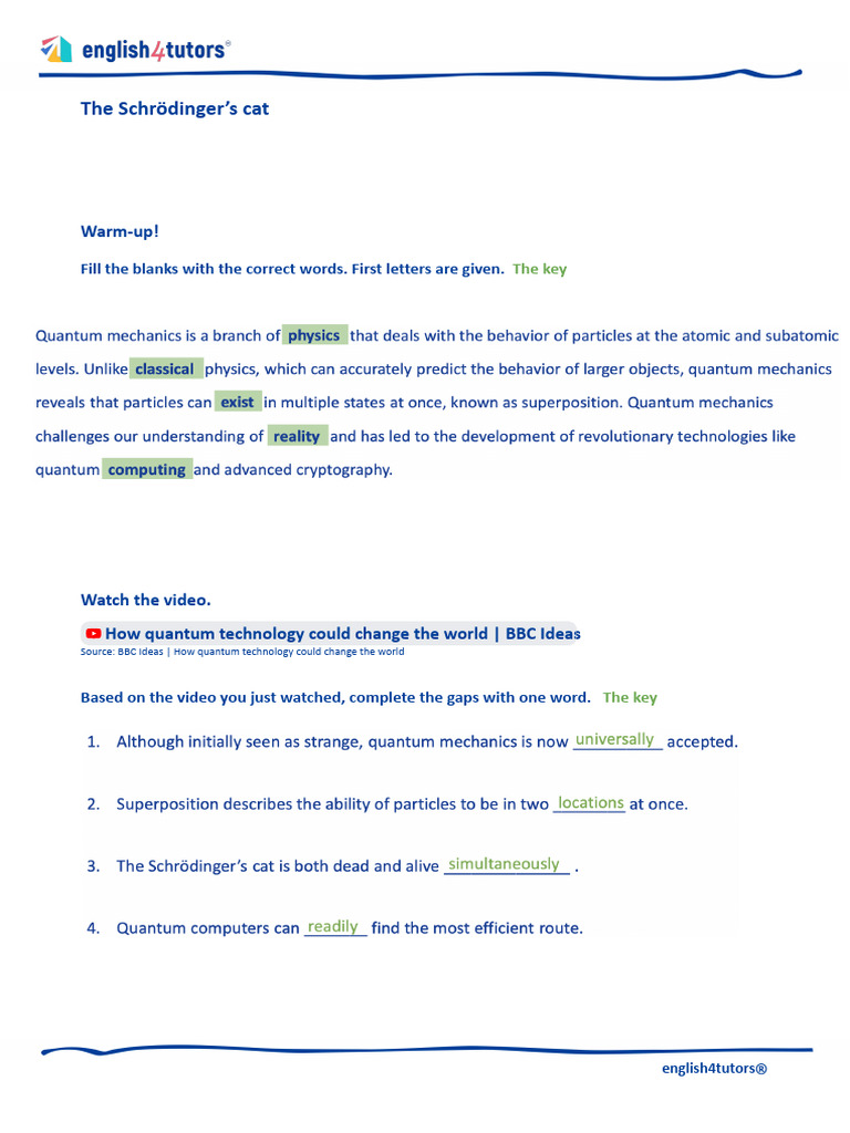 The Schrodingers Cat Teachers | PDF | Quantum Mechanics | Quantum ...