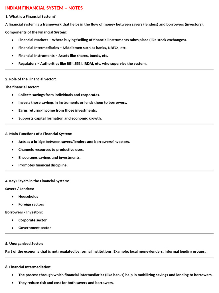 Overview of the Indian Financial System | PDF | Factoring (Finance ...