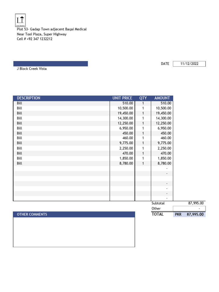 Link Corporation J Block New Invoice 2 11-12-2022 | PDF