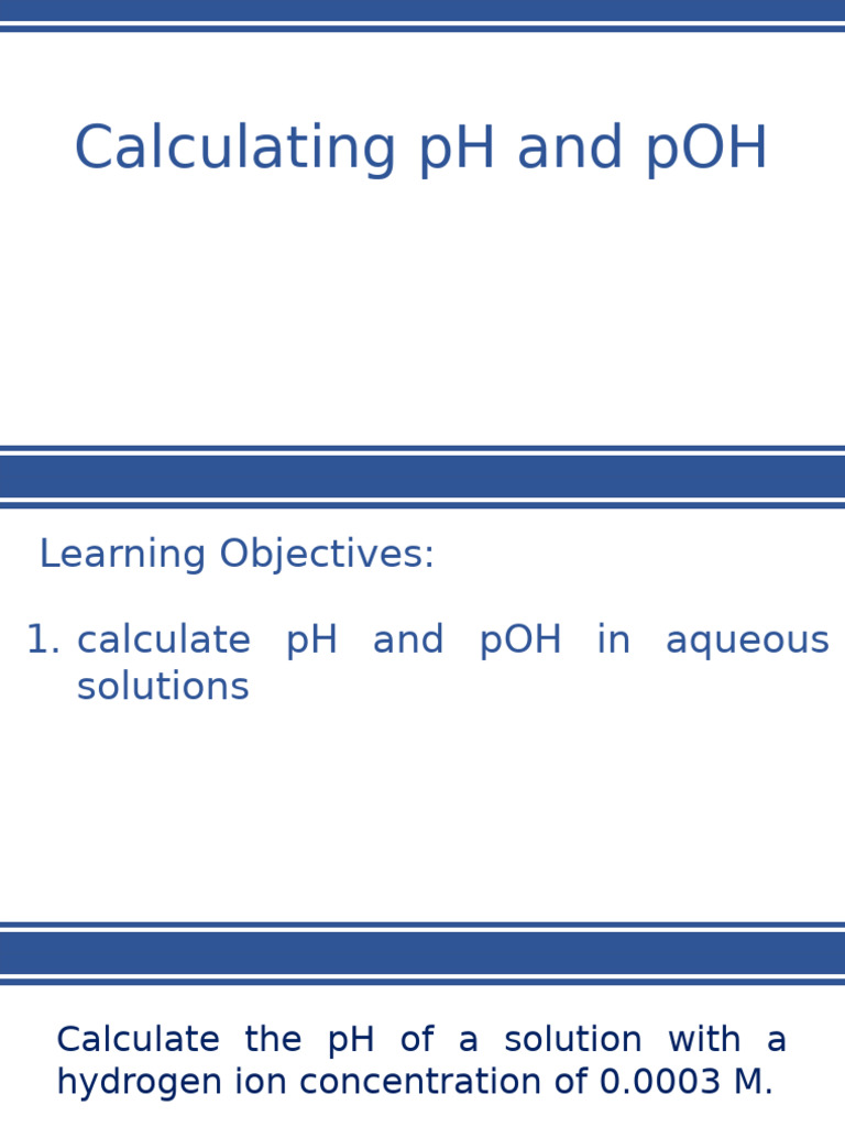 Calculating pH and pOH | PDF