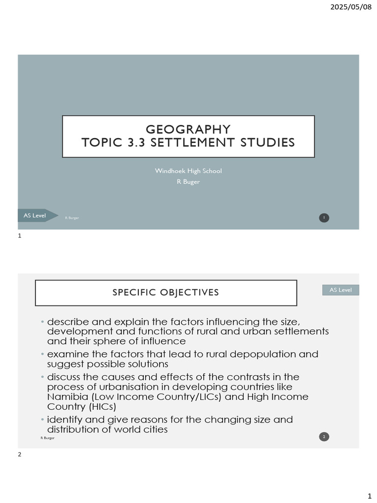 Topic 3.3 Settlement Studies PDF | PDF | Cost Of Living | Urbanization