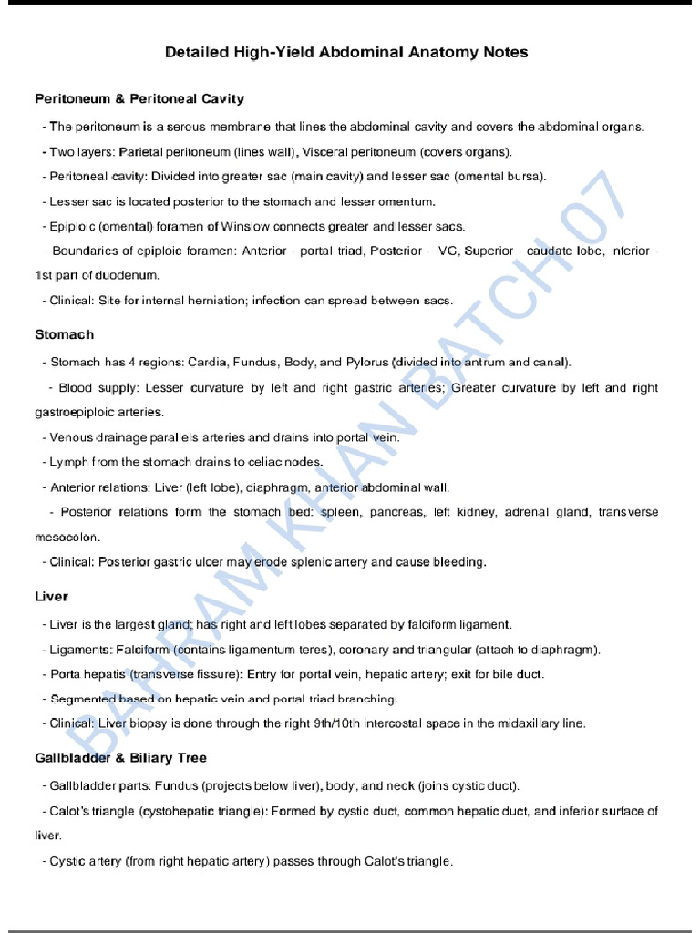 Anatomy of Abdomen | PDF