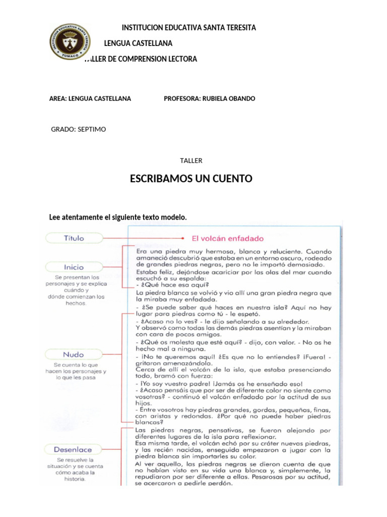 Institucion Educativa Santa Teresita Escribamos Un Cuento | PDF ...