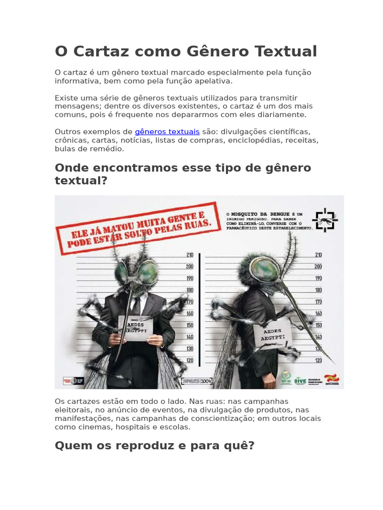 O Cartaz Como Gênero Textual | PDF | Publicidade | Pôster