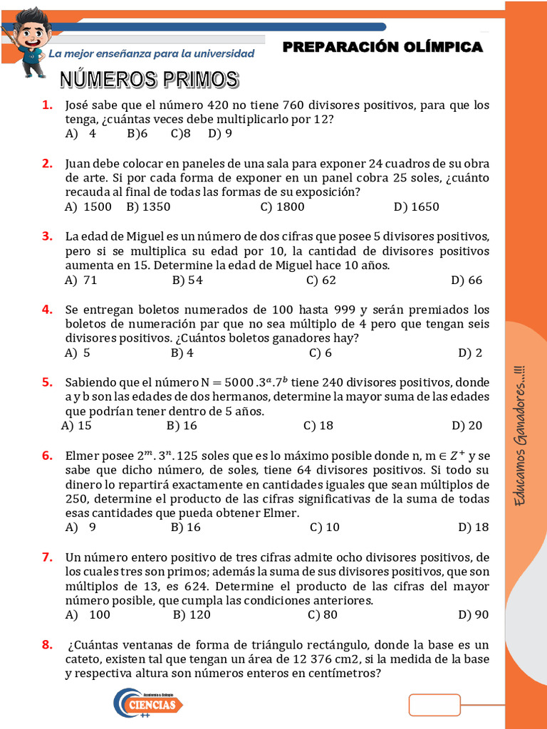 Numeros Primos Canguro 3ro, 4to y 5to | PDF | Número primo | Entero