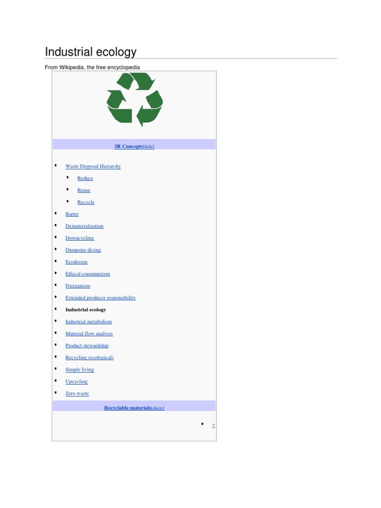 Industrial Ecology: From Wikipedia, The Free Encyclopedia | PDF | Life ...