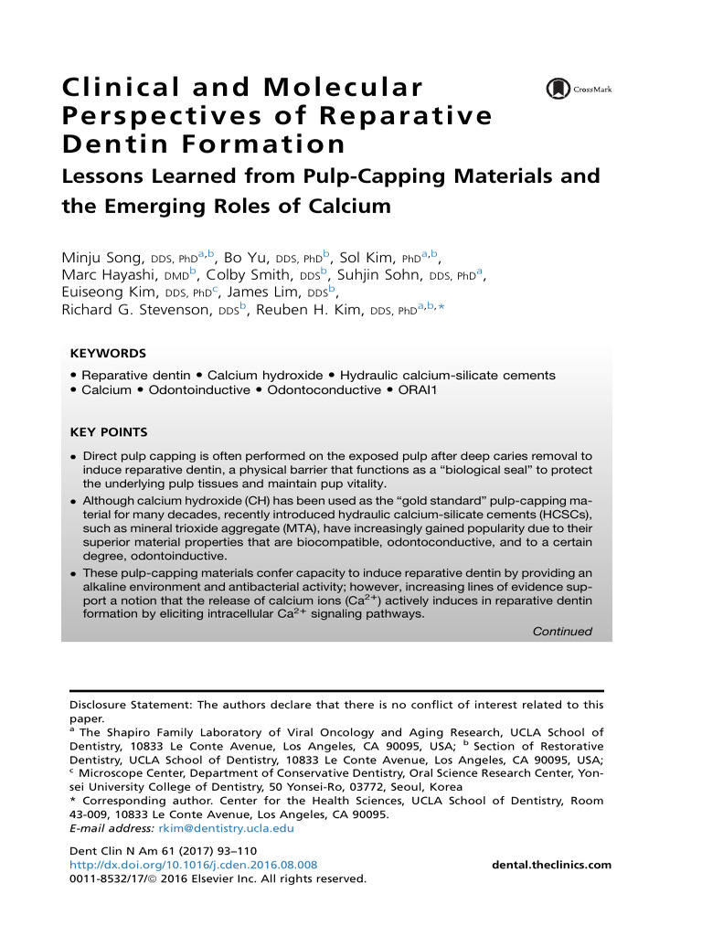 Clinical Insights on Reparative Dentin | PDF | Dentistry Branches ...