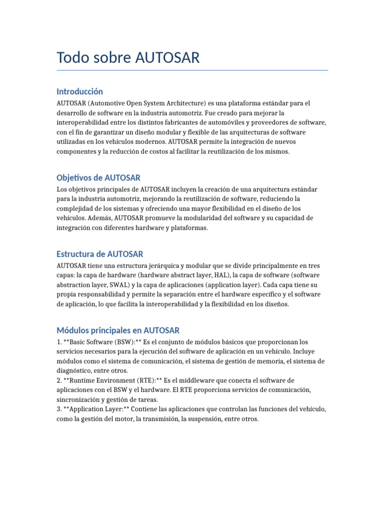Todo Sobre AUTOSAR | PDF | Ciencias de la Computación | Arquitectura de ...