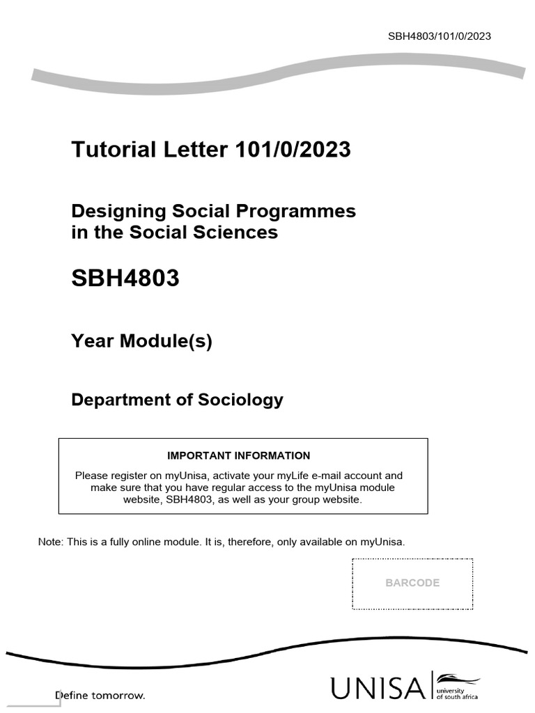 SBH480 Tutorial Letter | PDF | Epidemiology Of Hiv/Aids | Hiv/Aids