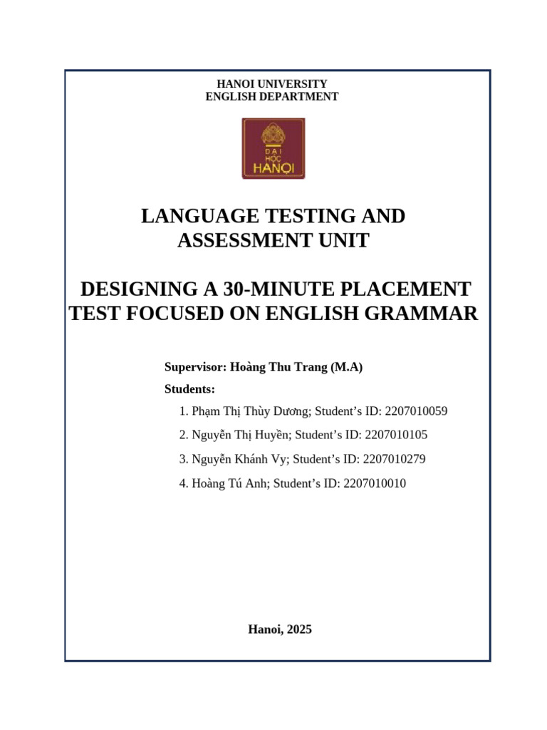 30-Minute English Grammar Placement Test | PDF | Verb | Educational ...