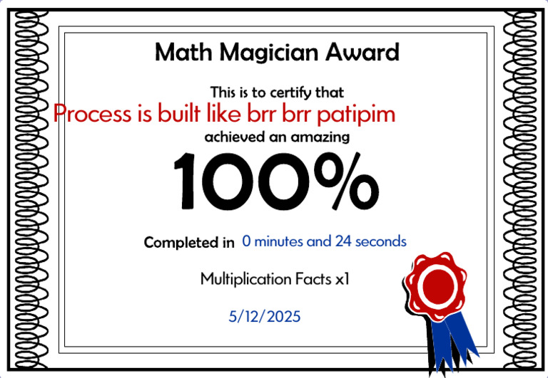 Multiplication Certificate 5-12-2025 | PDF