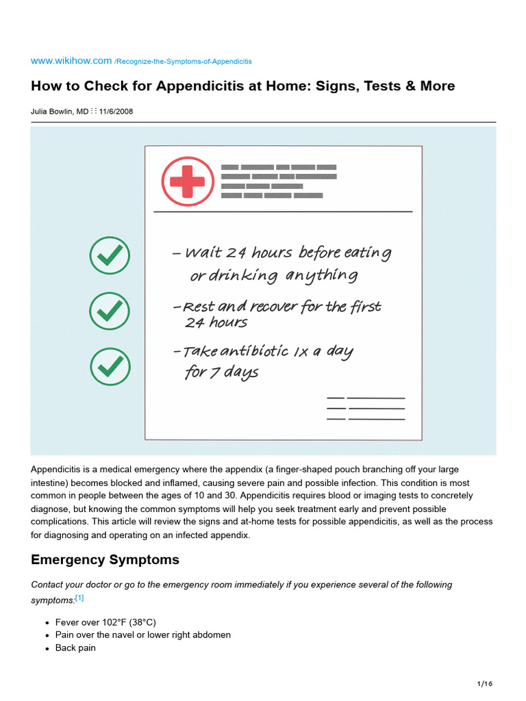 Wikihow.com-How to Check for Appendicitis at Home Signs Tests More ...