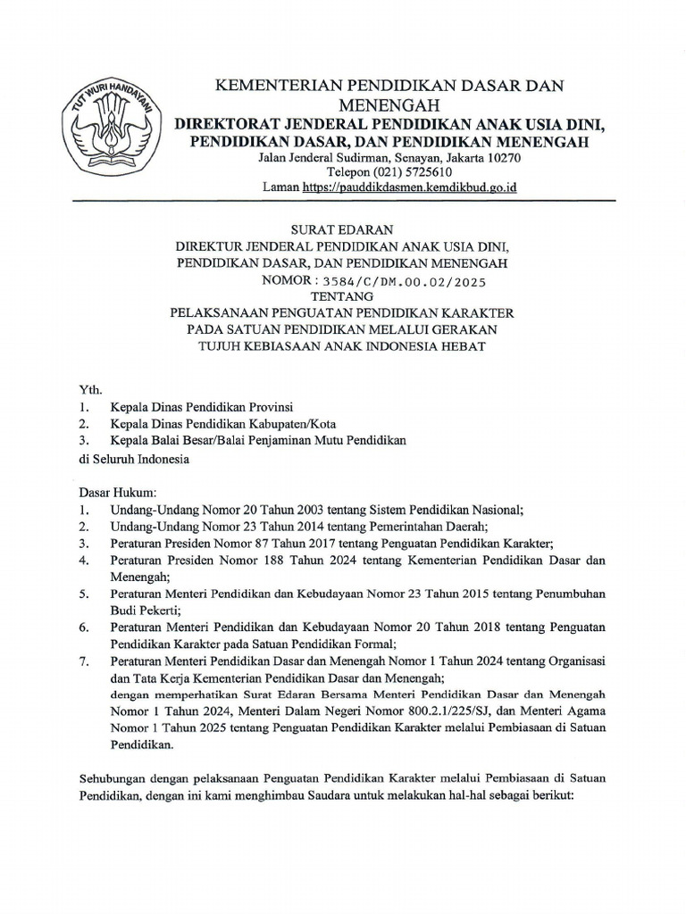 Se Dirjen Tentang Pelaksanaan Penguatan Pendidikan Karakter Pada Satuan Pendidikan Melalui ...