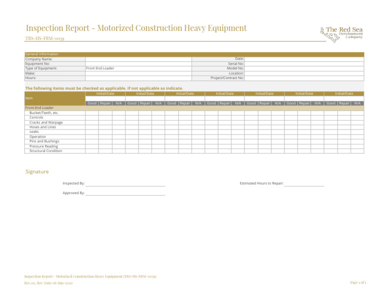 Checklist - Front End Loader | PDF