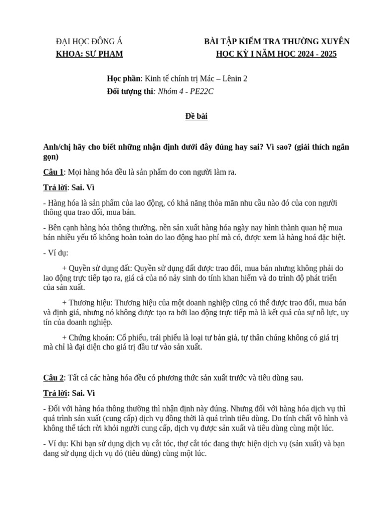 Nhóm 1 Pe22c Bt1 KTTX | PDF