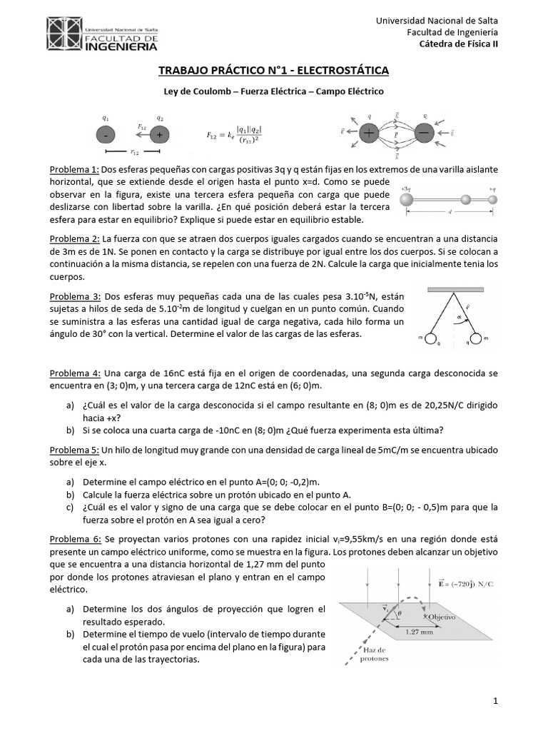 TRABAJO PRÁCTICO N°1 - Electrostática | PDF | Electrostática | Campo eléctrico
