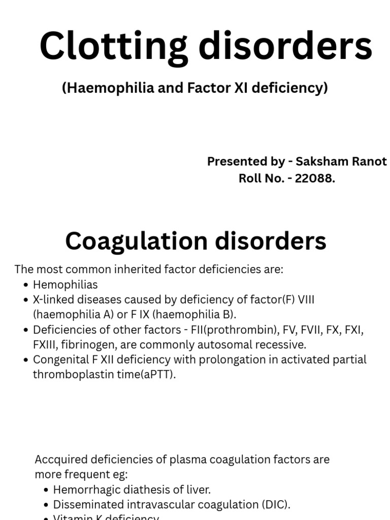 Clotting Disorders 22088 PDF | PDF | Coagulation | Haemophilia