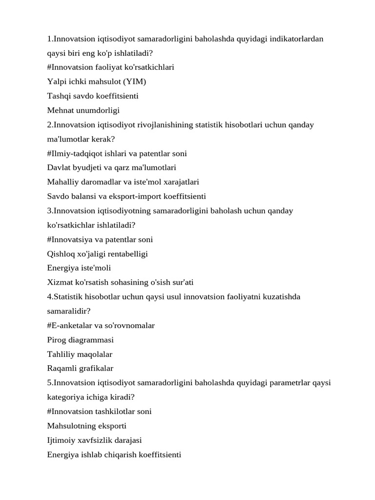 Raqamli Iqtisodiyot Va Innovatsiya (Yakuniy) | PDF